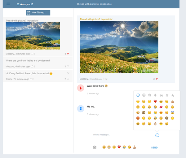 Hoplance | Project - Anonymous real-time forum with geographical boards